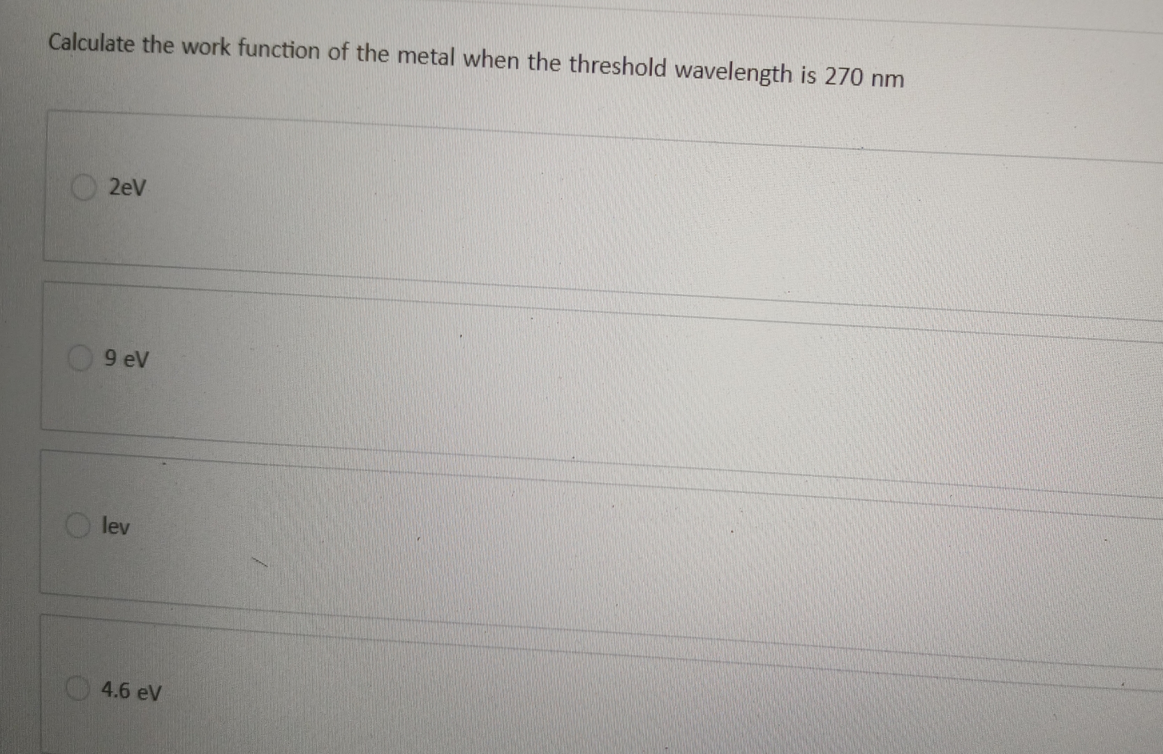 Solved Calculate the work function of the metal when the | Chegg.com