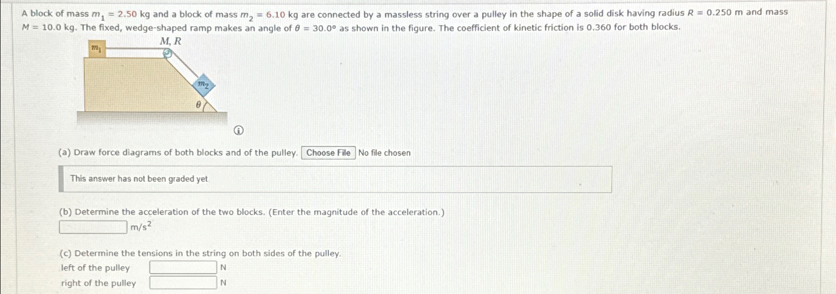 Solved A block of mass m1=2.50kg ﻿and a block of mass | Chegg.com