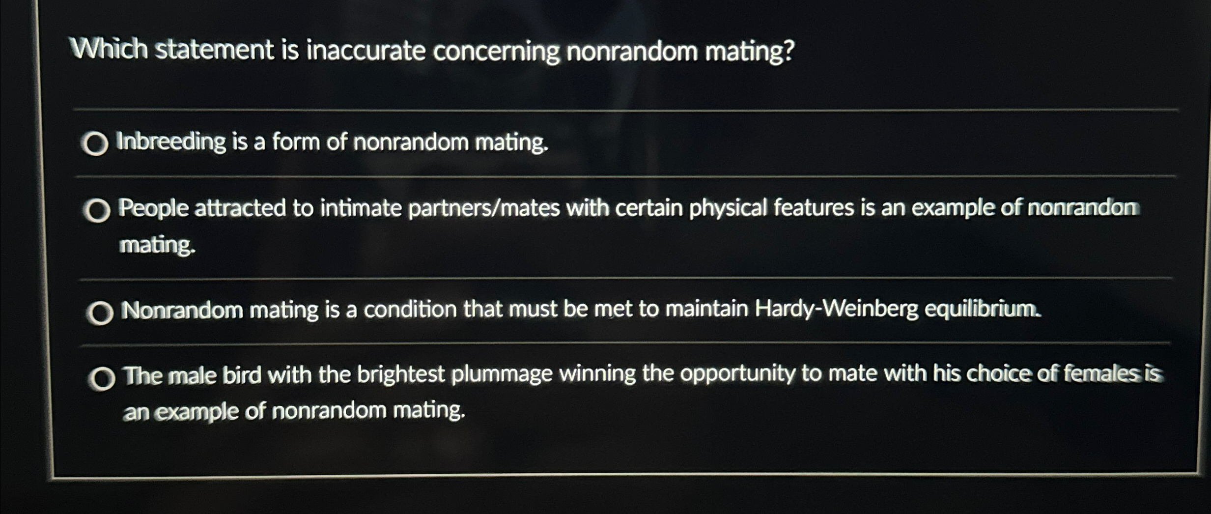 Solved Which statement is inaccurate concerning nonrandom | Chegg.com