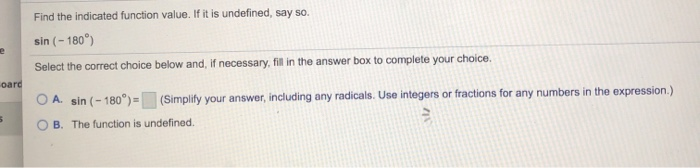 Solved Find the indicated function value. If it is | Chegg.com