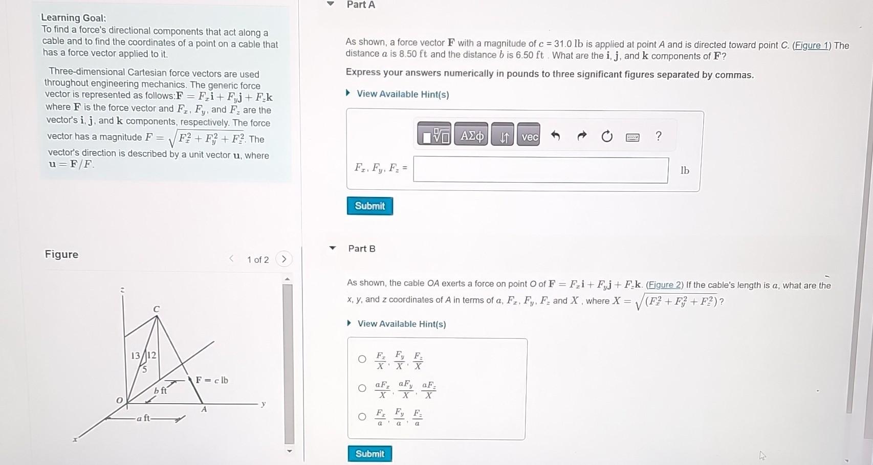 Solved Learning Goal: To find a force's directional | Chegg.com