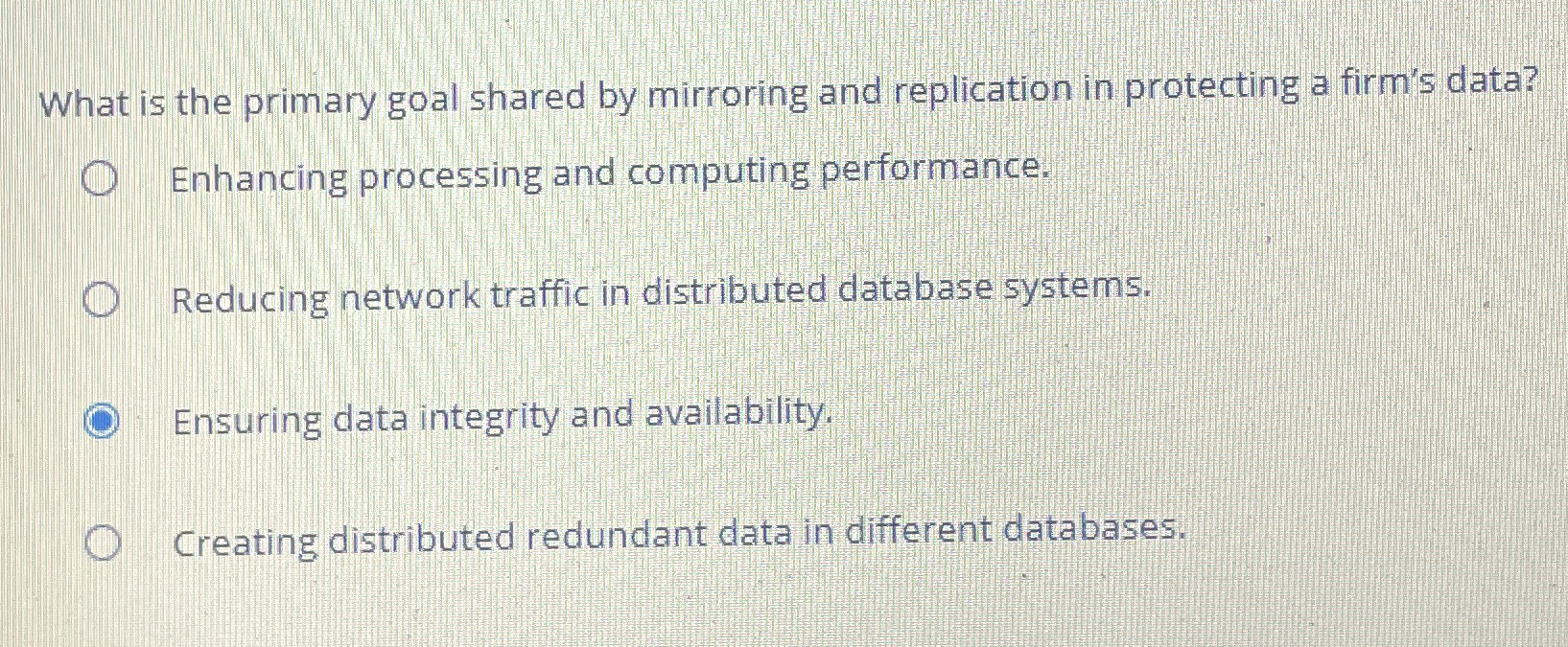 Solved What is the primary goal shared by mirroring and | Chegg.com
