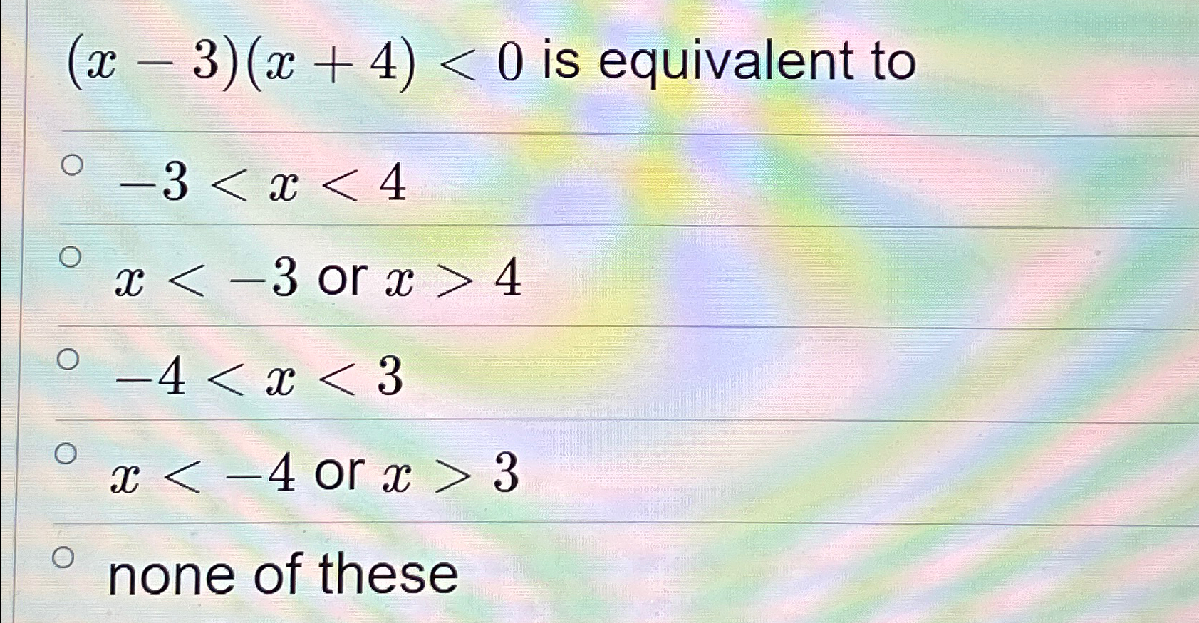 Solved (x-3)(x+4)