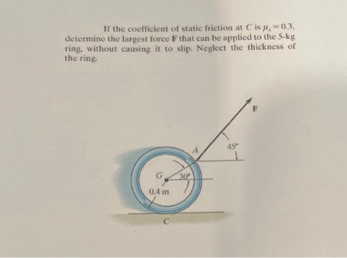 Solved If The Coefficient Of Static Friction At C Is μs 0 3