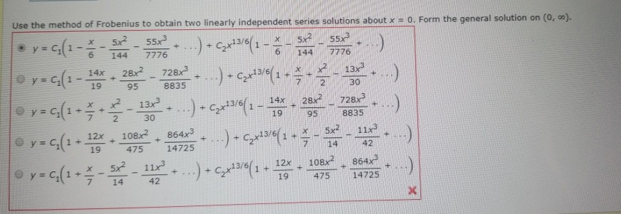 Solved Use the method of Frobenius to obtain two linearly | Chegg.com