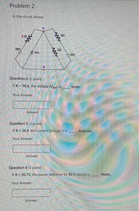 Solved In the circuit shown Question 4 ( 1 point) If X=18.8, | Chegg.com