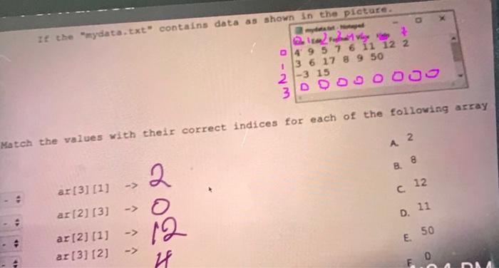 Solved It the mydata.txt" contains data as shown in the | Chegg.com