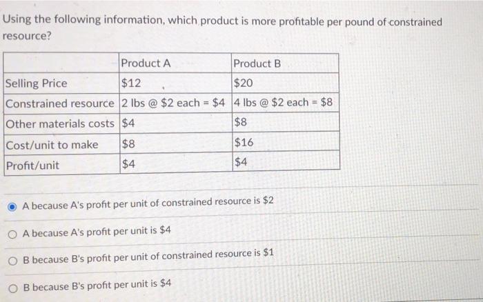 Solved When determining the most profitable product mix with | Chegg.com