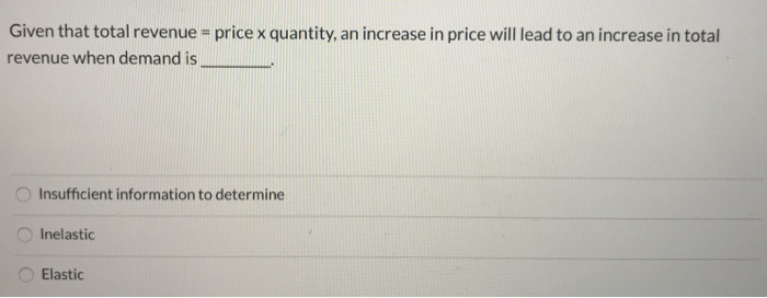 Solved Given that total revenue = price x quantity, an | Chegg.com
