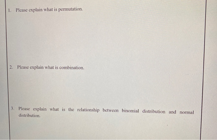 Solved 1. Please explain what is permutation. 2. Please | Chegg.com