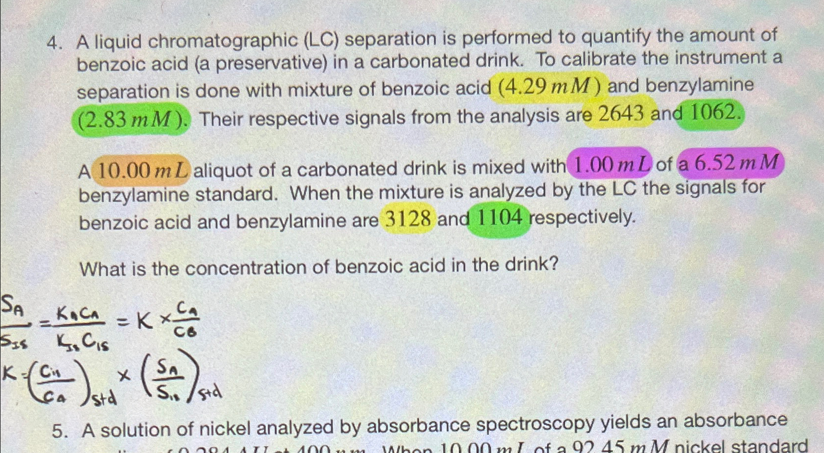A liquid chromatographic (LC) ﻿separation is | Chegg.com