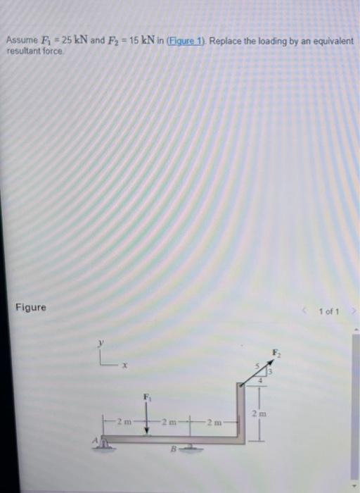 Solved Assume F1=25kN and F2=15kN in Replace the loading by | Chegg.com