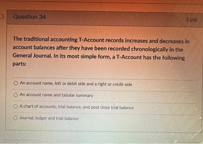 Solved The traditional accounting T-Account records | Chegg.com