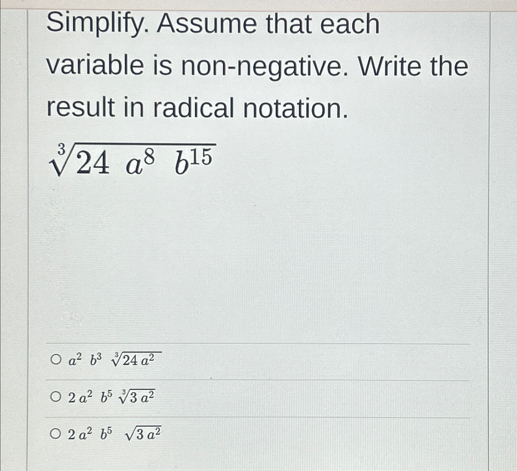 Simplify. Assume that each variable is non-negative. | Chegg.com