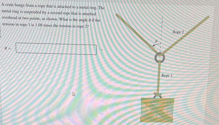 Solved A crate hangs from a rope that is attached to a metal | Chegg.com