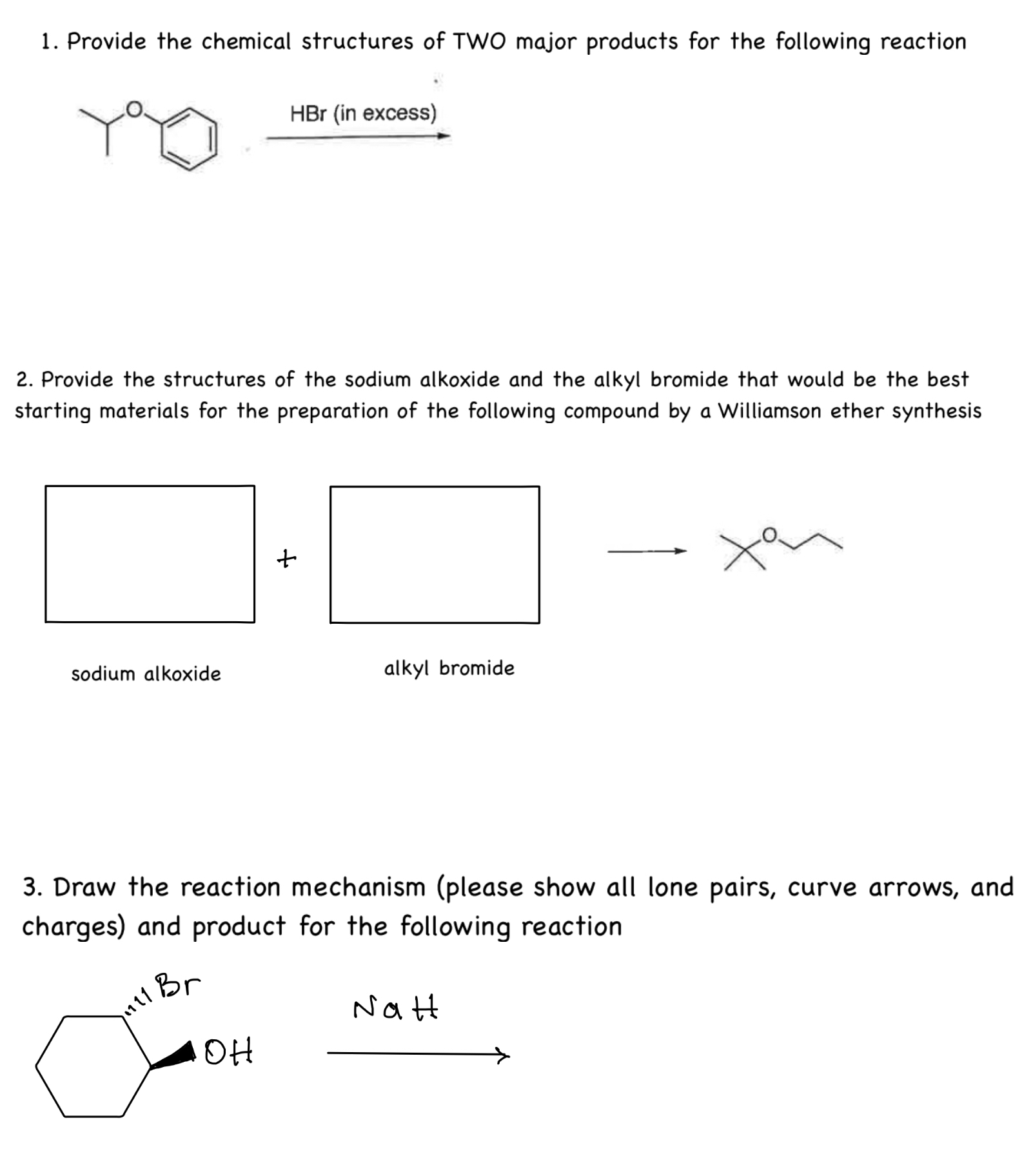Solved Provide the chemical structures of TWO major products | Chegg.com