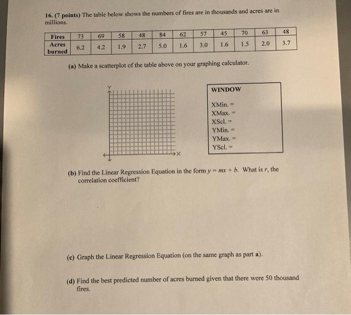 Solved 16. (7 points) The table below shows the numbers of | Chegg.com