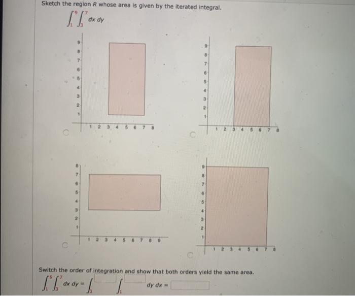 Solved Sketch the region R whose area is given by the | Chegg.com