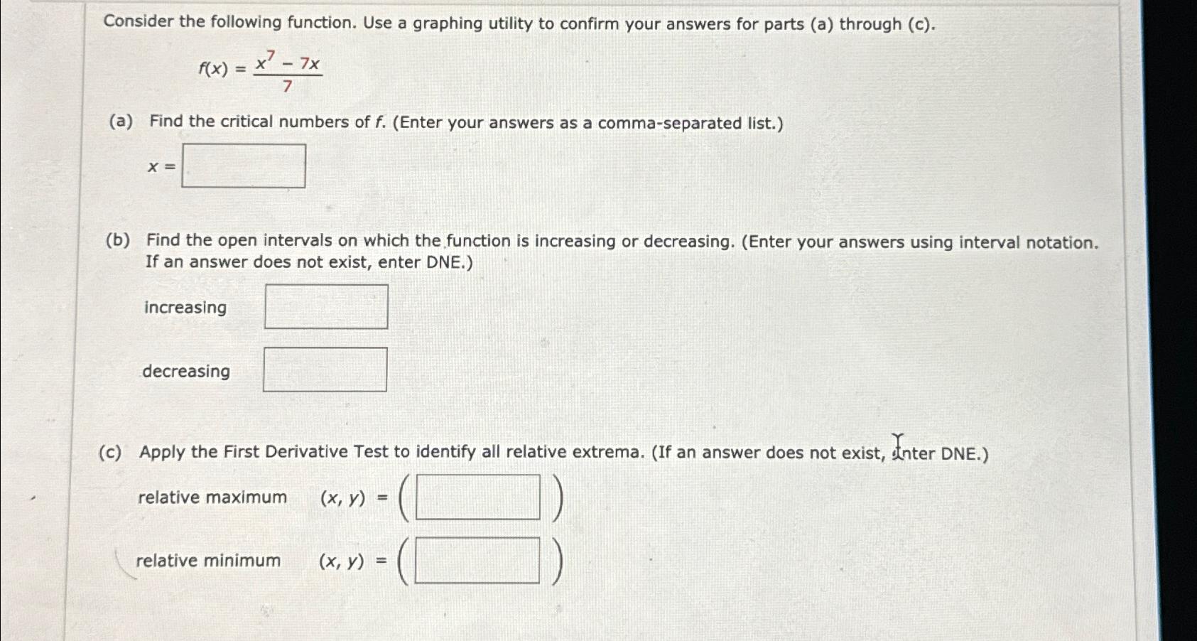 Solved Consider the following function. Use a graphing | Chegg.com