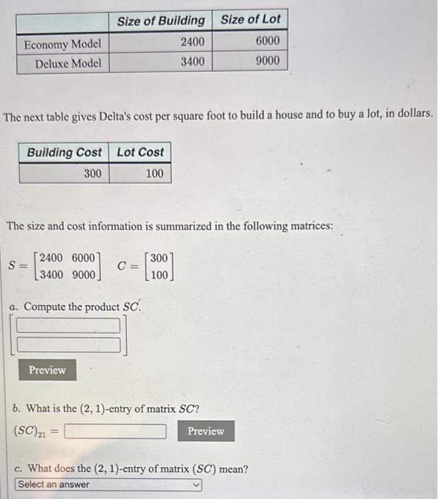 Solved Delta Properties builds houses. They have two models, | Chegg.com