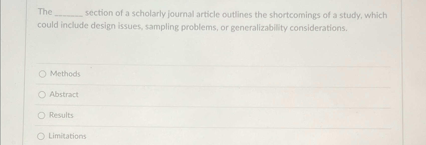 Solved The section of a scholarly journal article outlines | Chegg.com