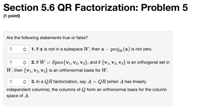 Solved Section 5 6 Qr Factorization Problem 5 1 Point Are
