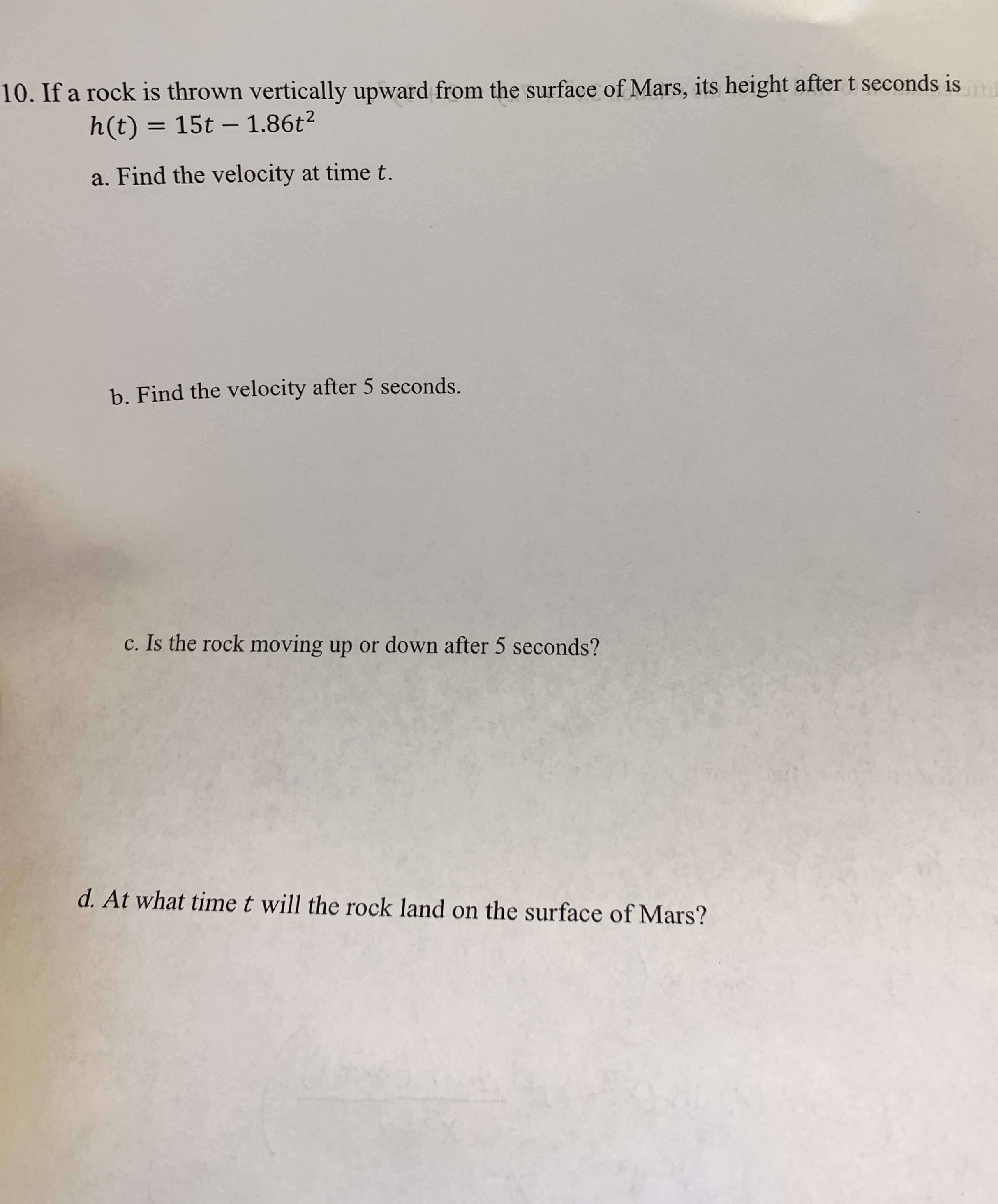Solved If a rock is thrown vertically upward from the | Chegg.com
