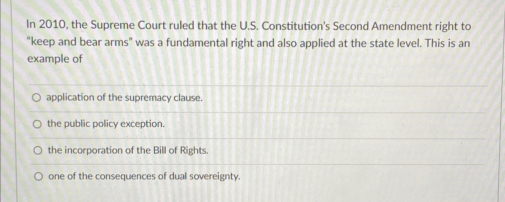 Solved In 2010, ﻿the Supreme Court ruled that the U.S. | Chegg.com