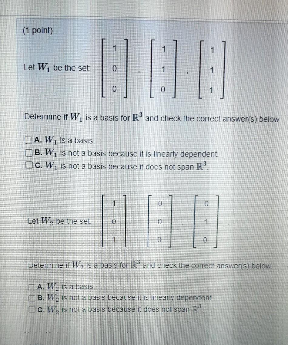 Solved 4.4 Basis and Dimension: Problem 1 Previous Problem | Chegg.com