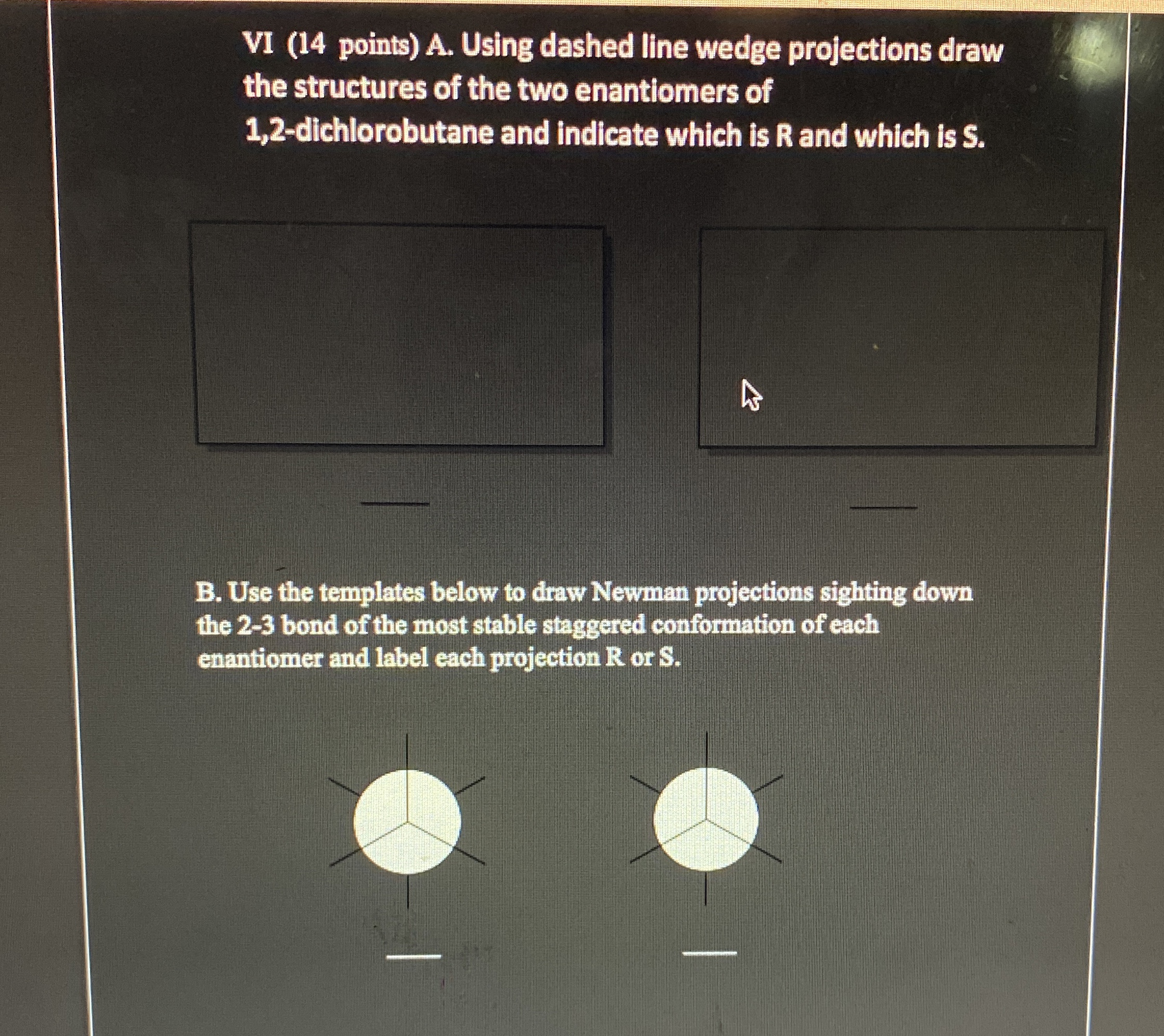 Solved VI (14 ﻿points) ﻿A. ﻿Using dashed line wedge | Chegg.com