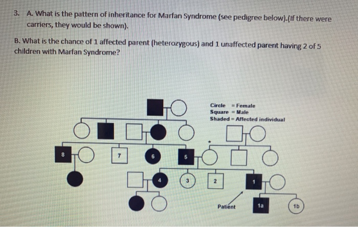Solved 3. A. What is the pattern of inheritance for Marfan | Chegg.com