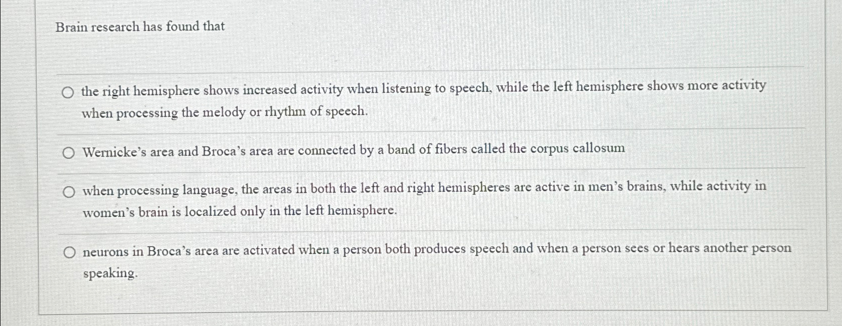 Solved Brain research has found thatthe right hemisphere | Chegg.com