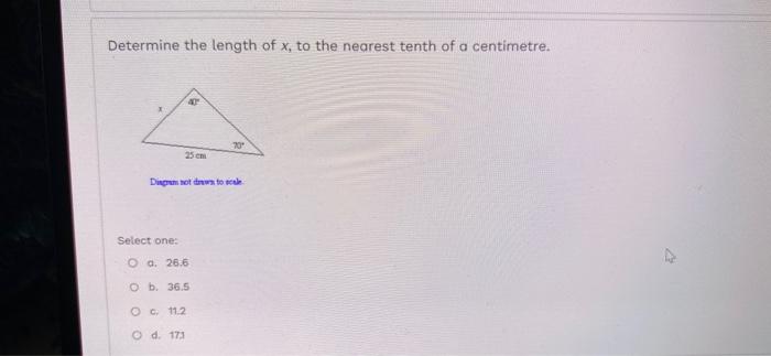 Solved Determine the length of x, to the nearest tenth of a | Chegg.com