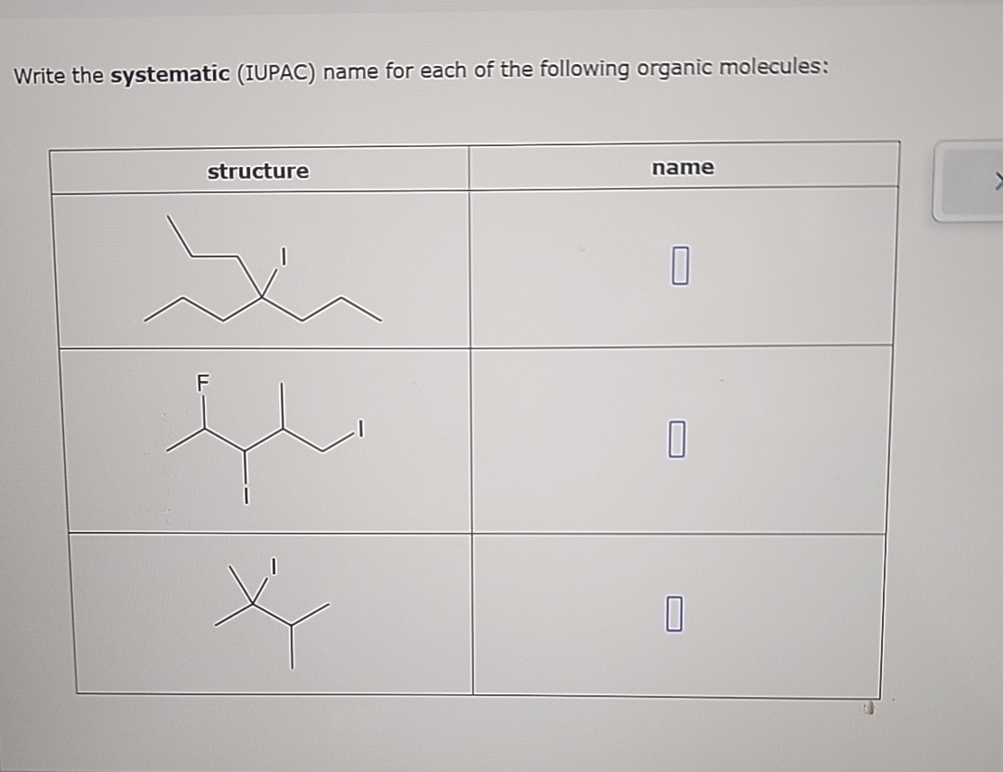 Solved Write the systematic (IUPAC) ﻿name for each of the | Chegg.com