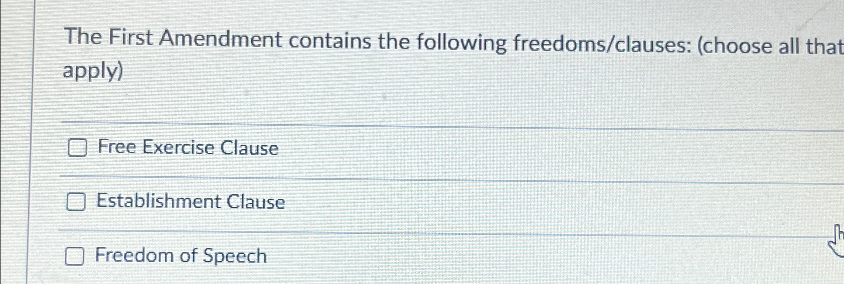 Solved The First Amendment contains the following | Chegg.com