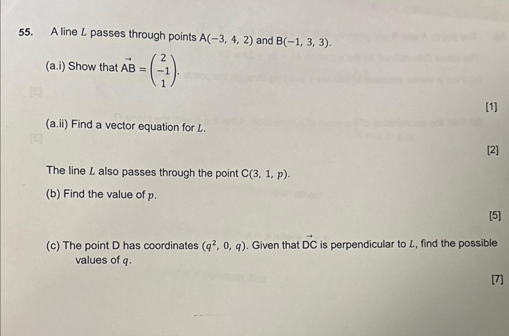 Solved A Line L Passes Through Points A 3 4 2 And