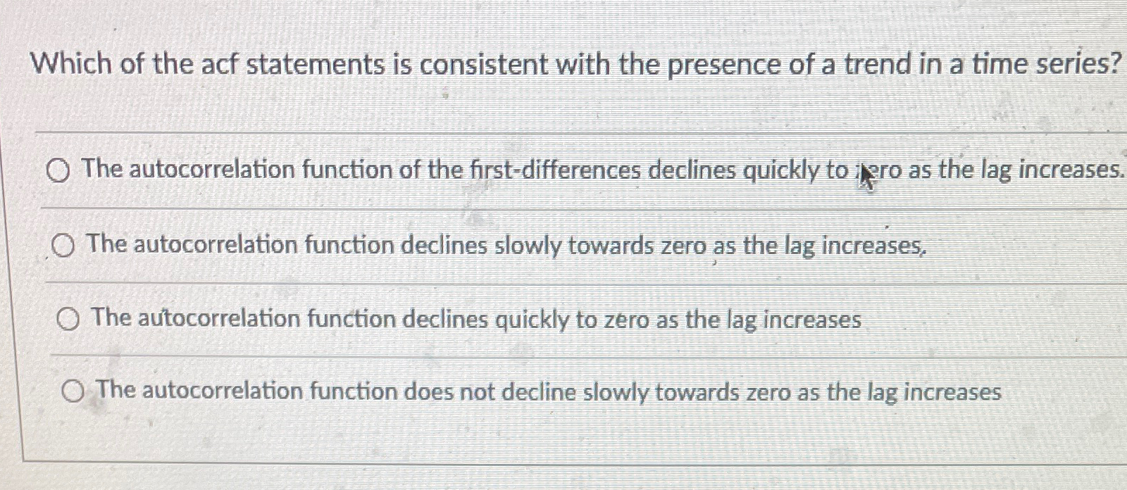 Solved Which of the acf statements is consistent with the | Chegg.com