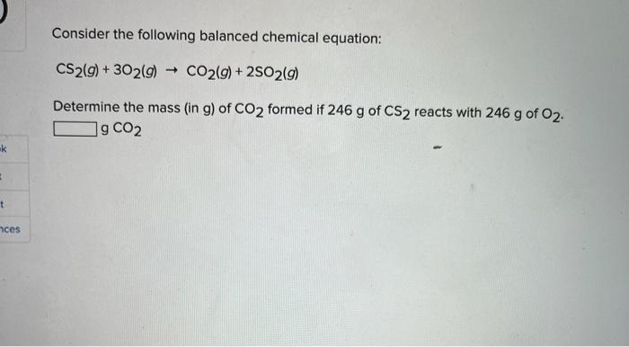 Solved Consider the following balanced chemical equation: | Chegg.com