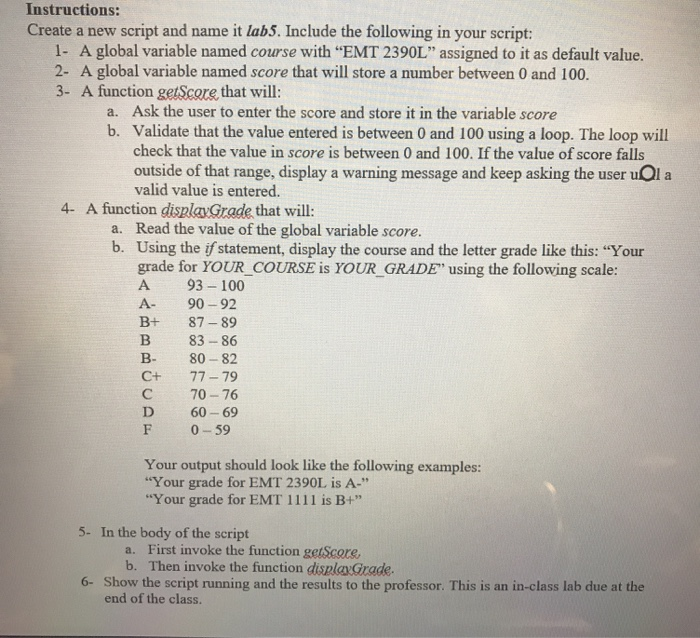 Solved Instructions: Create a new script and name it lab5. | Chegg.com