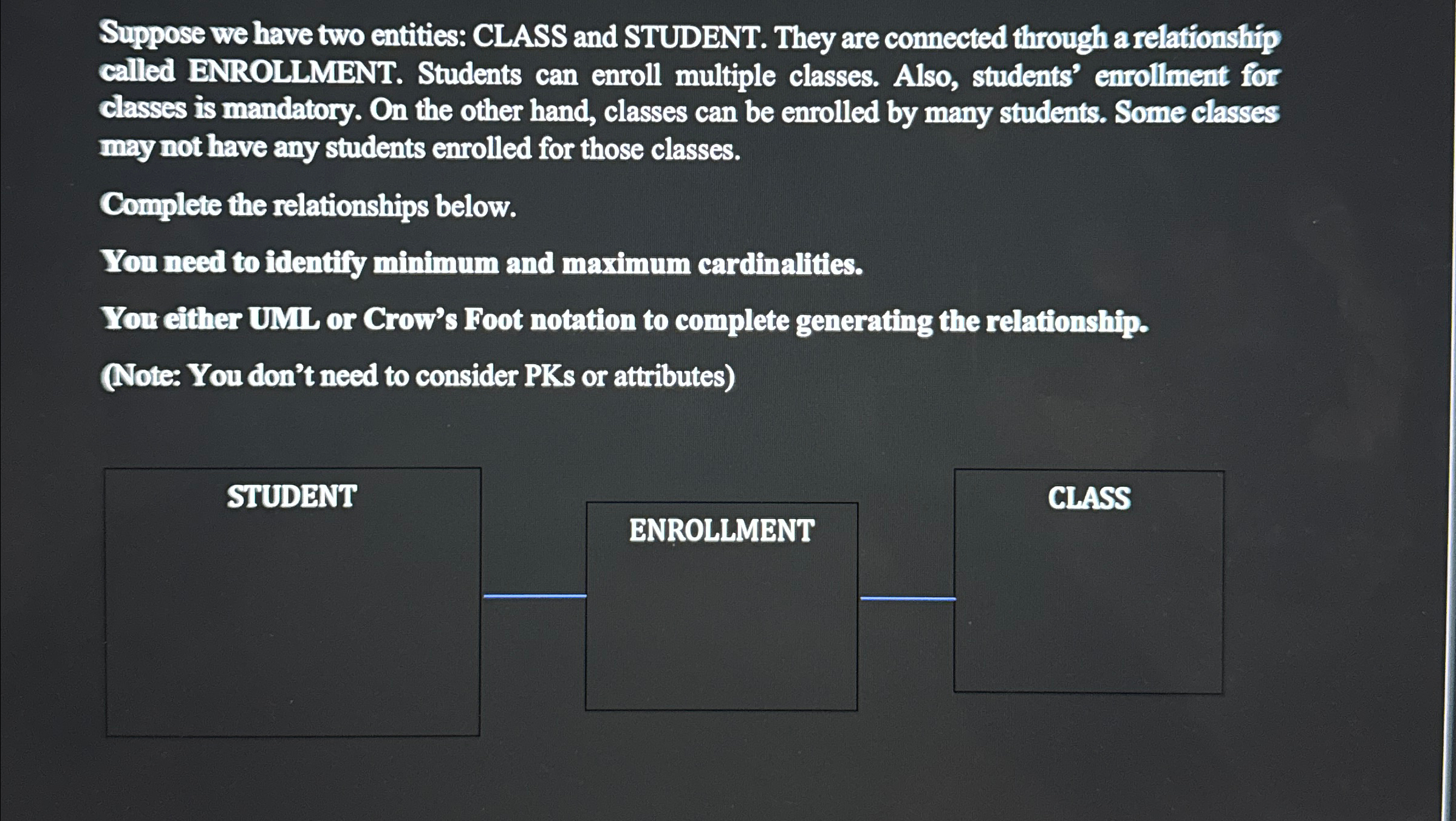 Solved Suppose we have two entities: CLASS and STUDENT. They | Chegg.com
