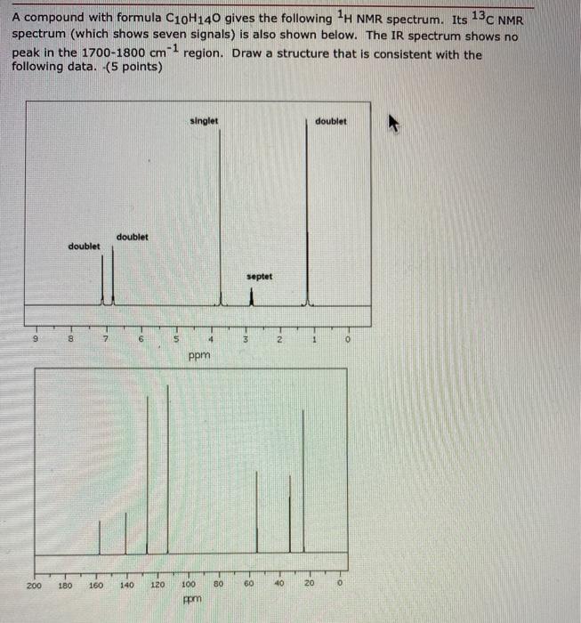 Solved A compound with formula C10H140 gives the following | Chegg.com