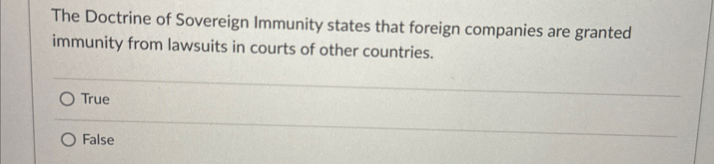 Solved The Doctrine of Sovereign Immunity states that | Chegg.com