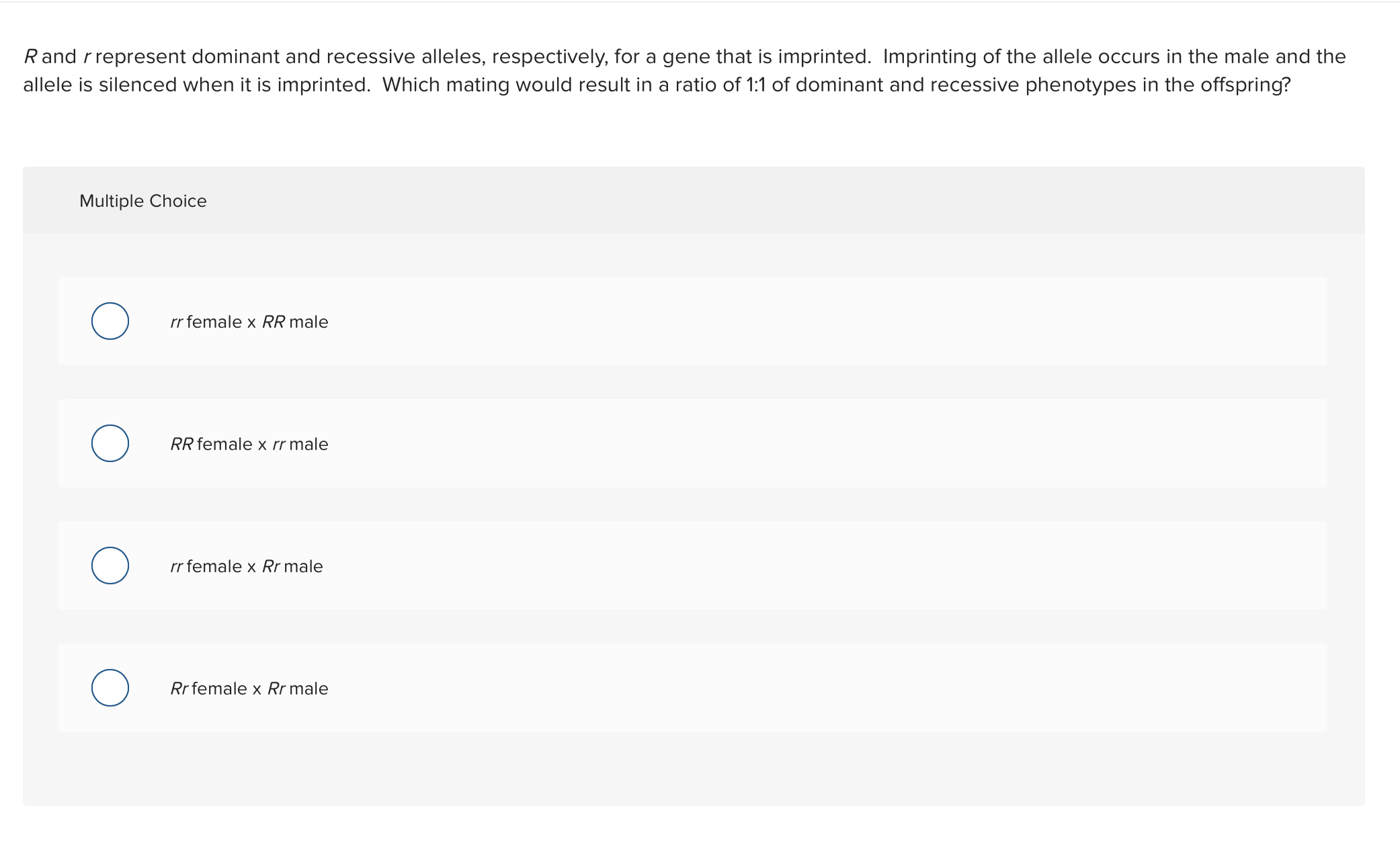 Solved R ﻿and r ﻿represent dominant and recessive alleles, | Chegg.com