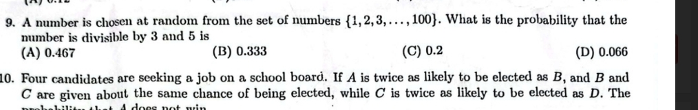 Solved A number is chosen at random from the set of numbers | Chegg.com