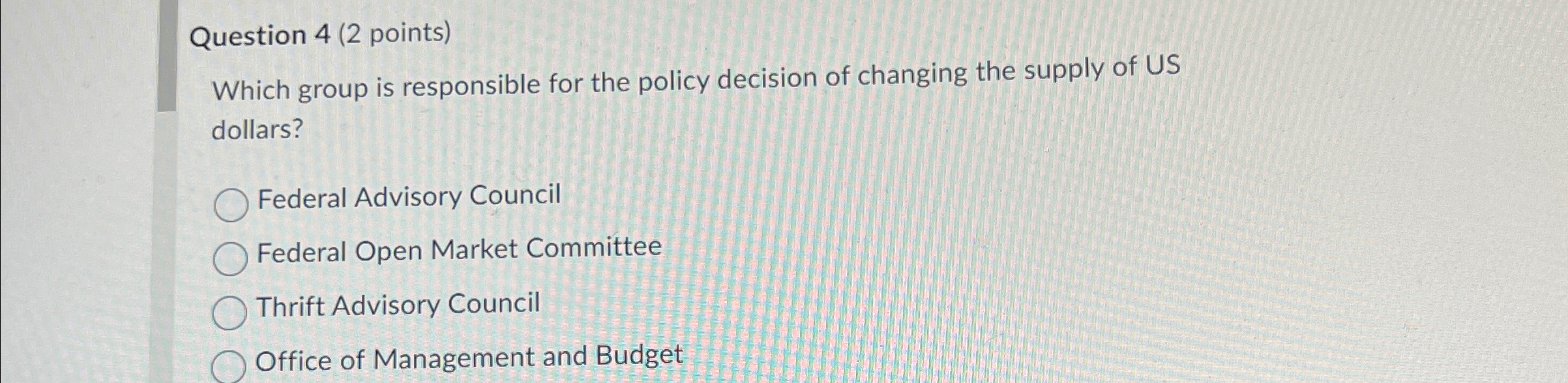 Solved Question 4 (2 ﻿points)Which group is responsible for | Chegg.com