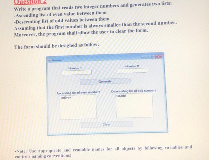 Solved Write A Program That Reads Two Integer Numbers And 1749