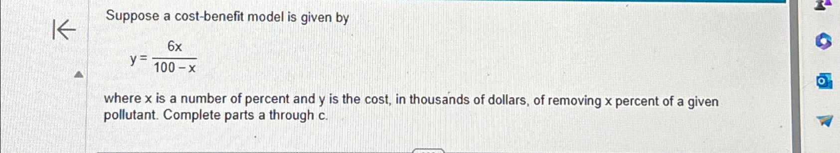 Solved Suppose a cost-benefit model is given | Chegg.com