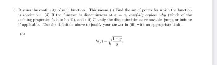 Solved 5. Discuss the continuity of each function. This | Chegg.com