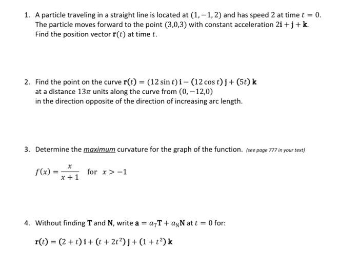 Solved 1. A particle traveling in a straight line is located | Chegg.com