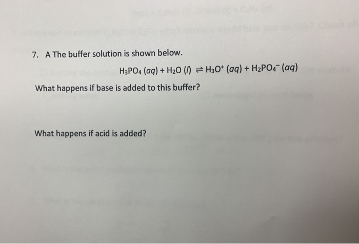 Solved 7. A The buffer solution is shown below. H3PO4 (aq) + | Chegg.com
